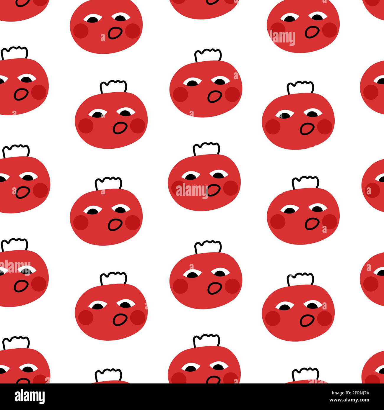 Cartoon scandinavian red tomato seamless pattern illustration. Doodle ...