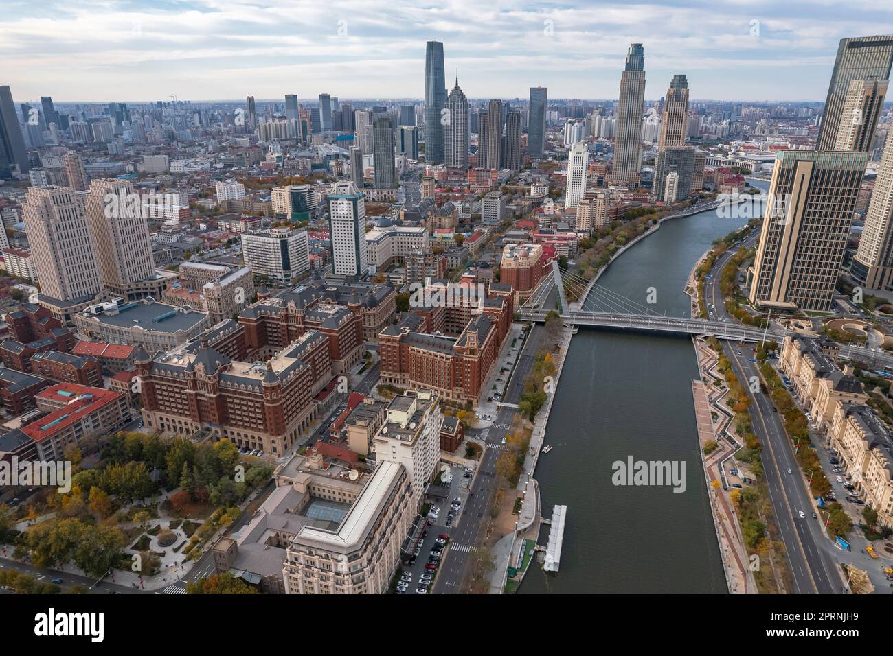 Urban Scenery of Riverside City in the Morning, Noon and Evening Stock ...