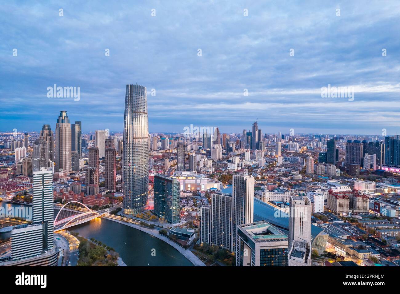 Urban Scenery of Riverside City in the Morning, Noon and Evening Stock ...