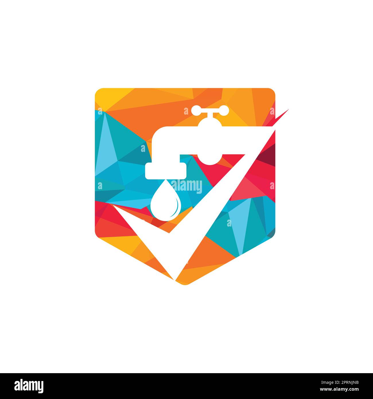 Check plumbing logo template illustration. Water faucet with check tick ...