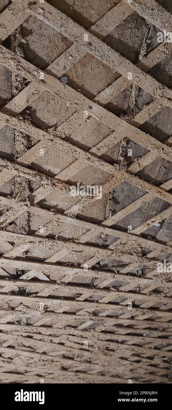 Wooden ceiling in an old house. Repair of an old ceiling Stock Photo ...