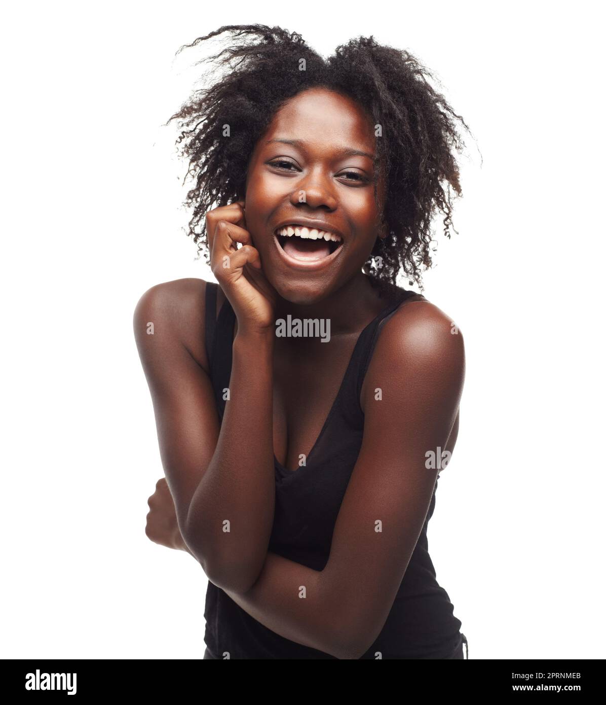 Extreme happiness. Portrait of a beautiful young woman expressing ...