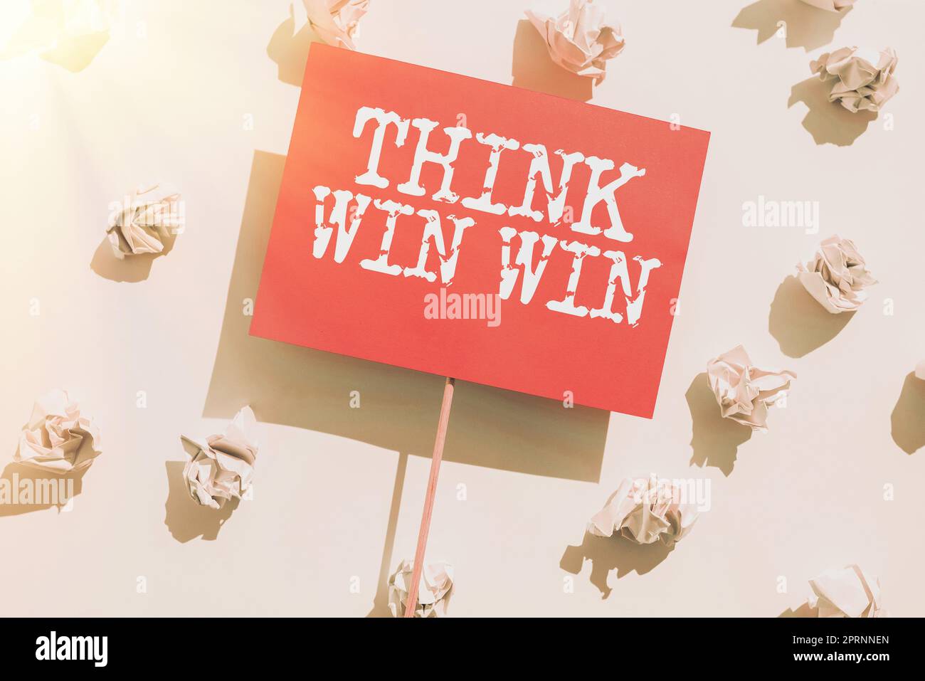 Hand writing sign Think Win Win, Concept meaning Business Strategy ...