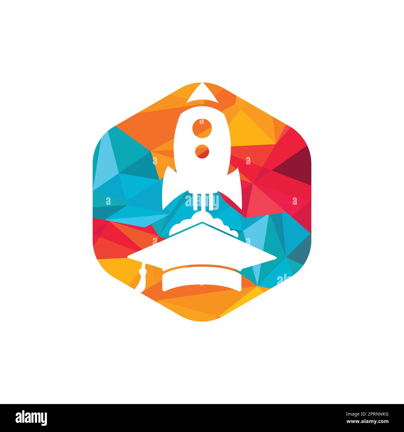 Graduation cap with rocket vector logo design. Rocket learning vector ...