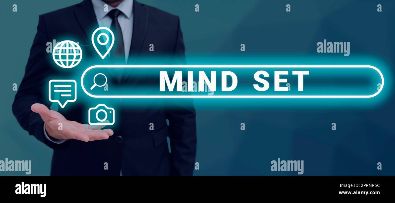 Conceptual caption Mind Set, Business approach A standard thought of a ...