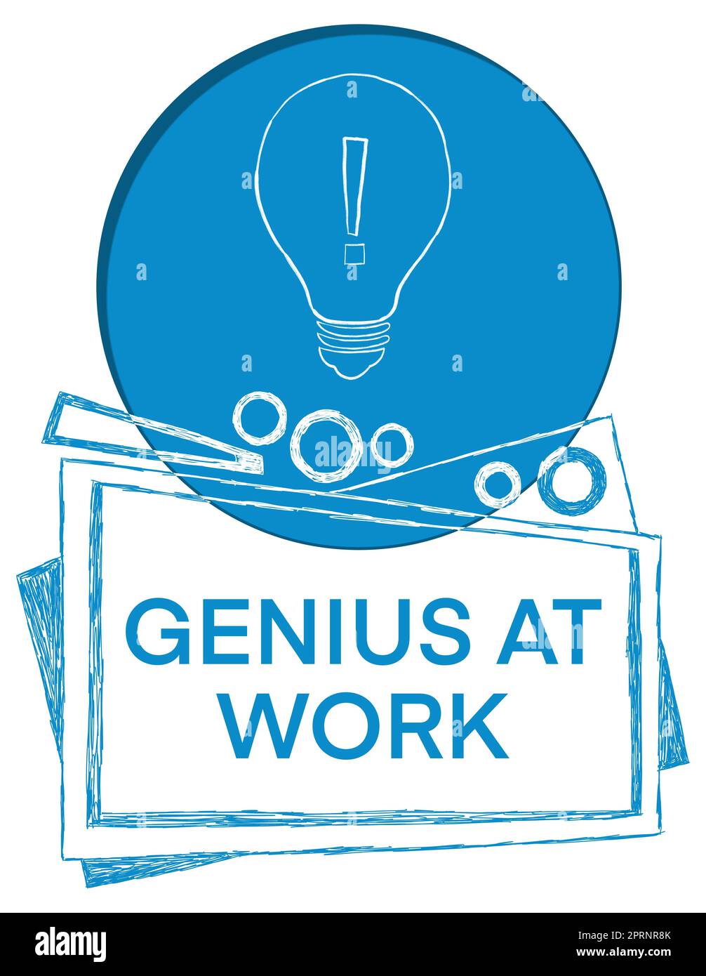 Genius At Work Bulb Symbol Circle Triangles Blue Top Text Stock Photo ...
