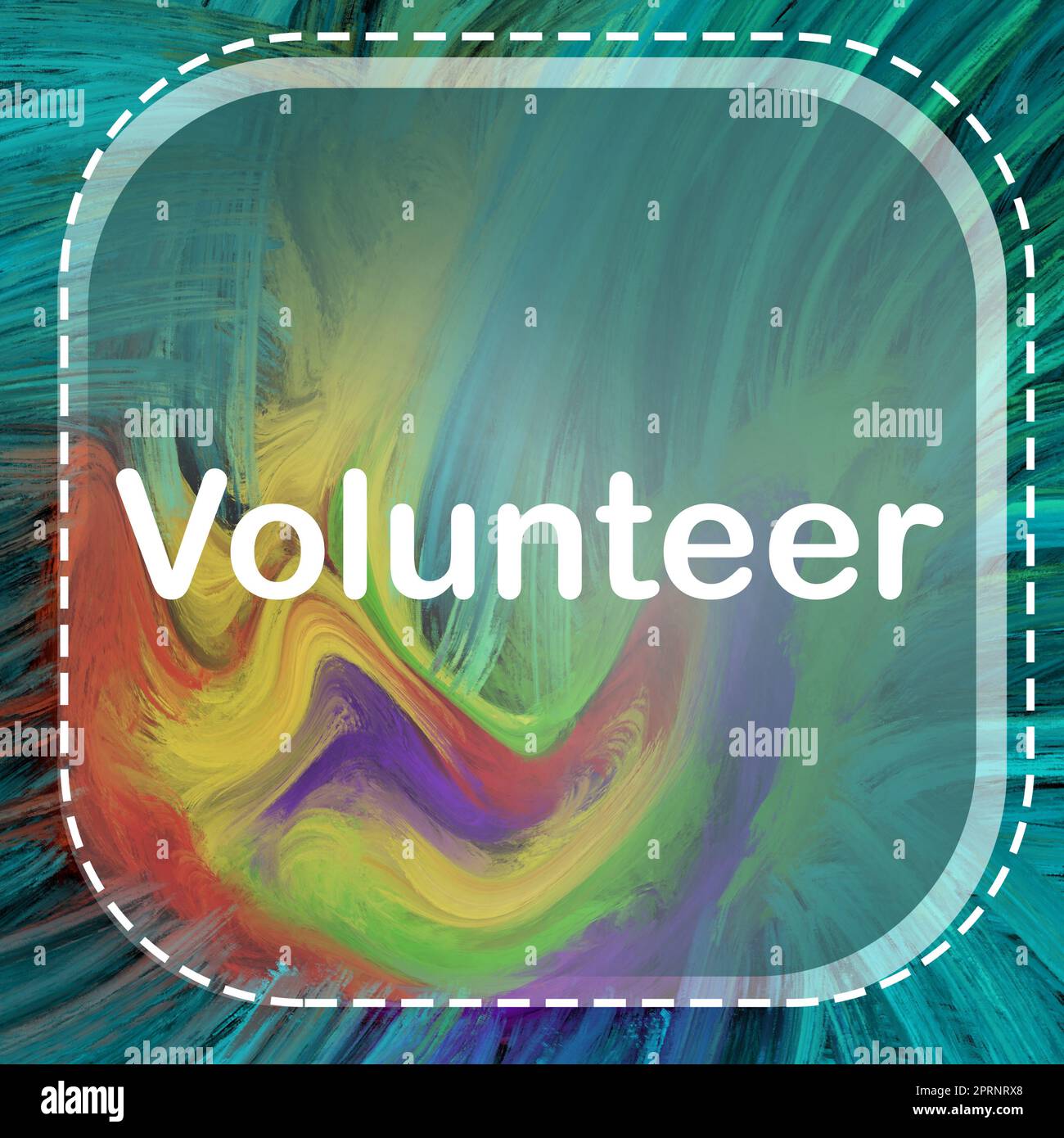 Volunteer Colorful Painting Fusion Rounded Square Faded Text Stock ...
