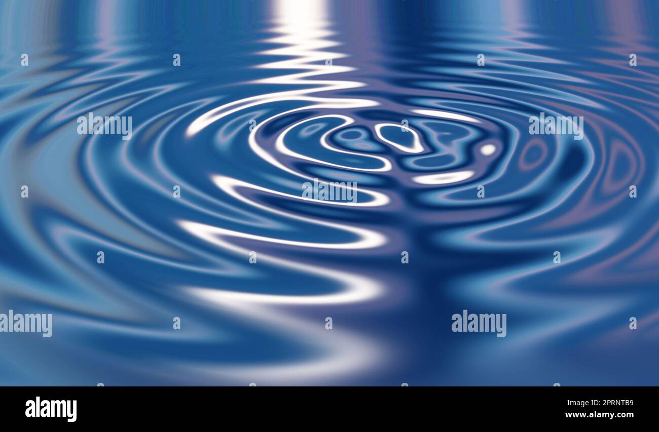 3D liquid ripples or VFX blue shiny waves substance with a metallic ...