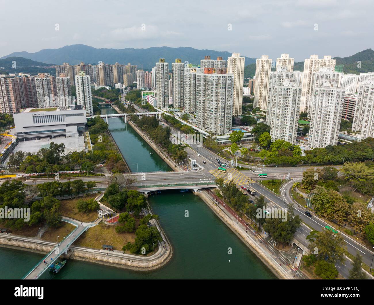 Taipo, Hong Kong 06 February 2022: Top view of Hong Kong residential ...