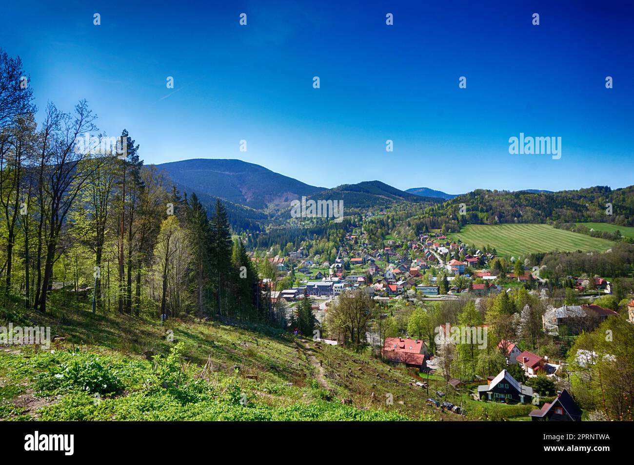 Ostravice Village in the beskid mountains in the spring Stock Photo - Alamy