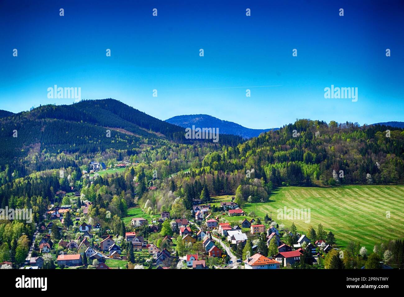 Ostravice Village in the beskid mountains in the spring Stock Photo - Alamy