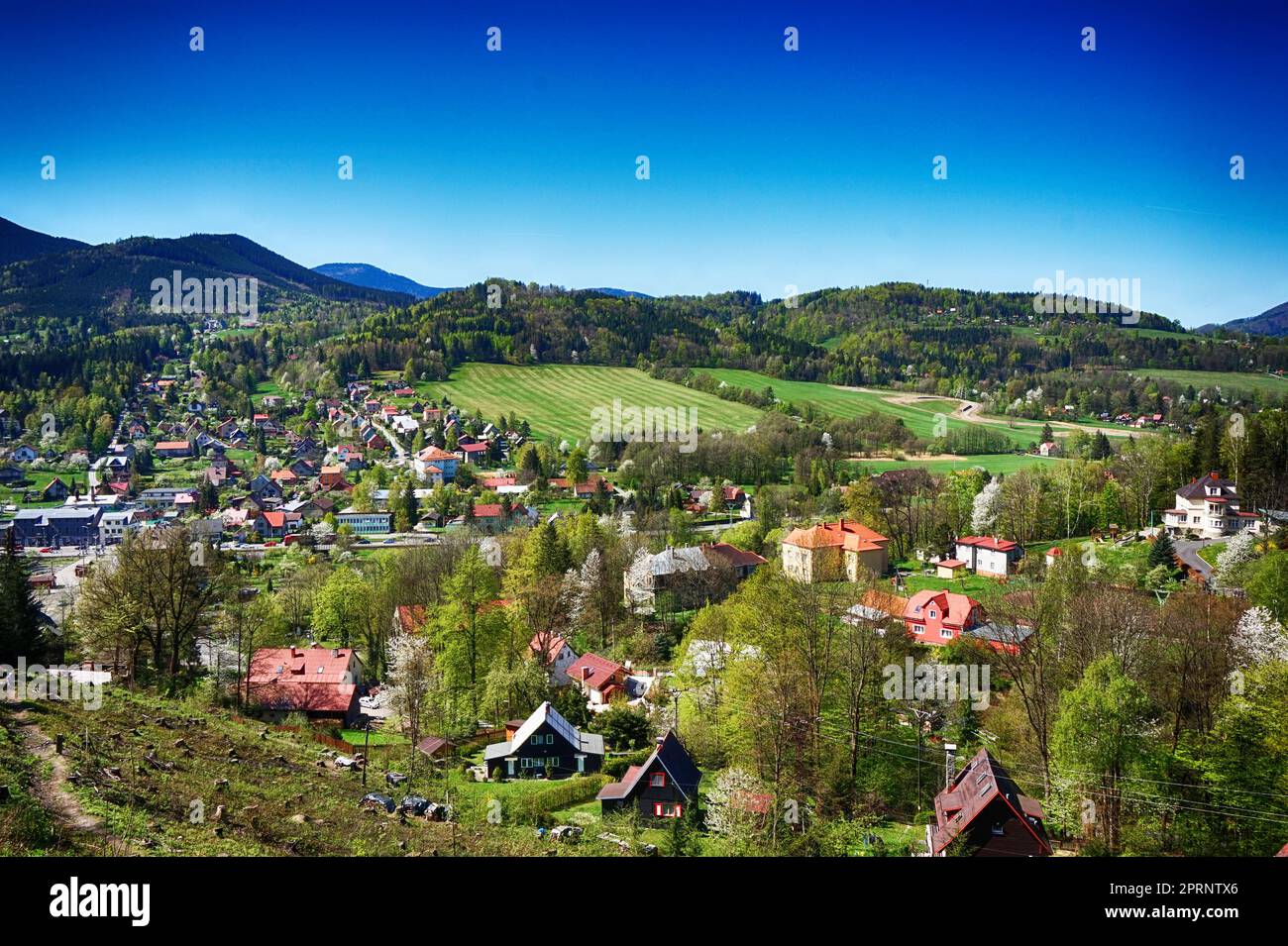 Ostravice Village in the beskid mountains in the spring Stock Photo - Alamy