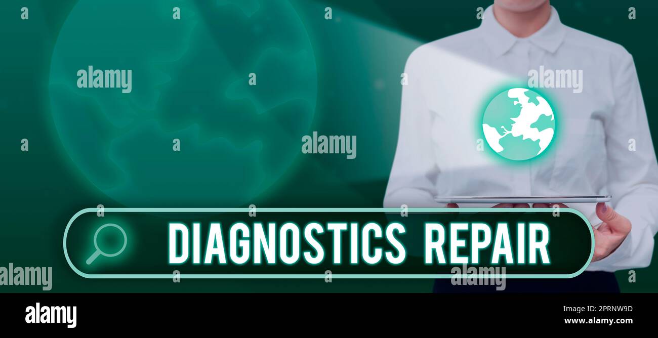 Text sign showing Diagnostics RepairA program or routine that helps a ...