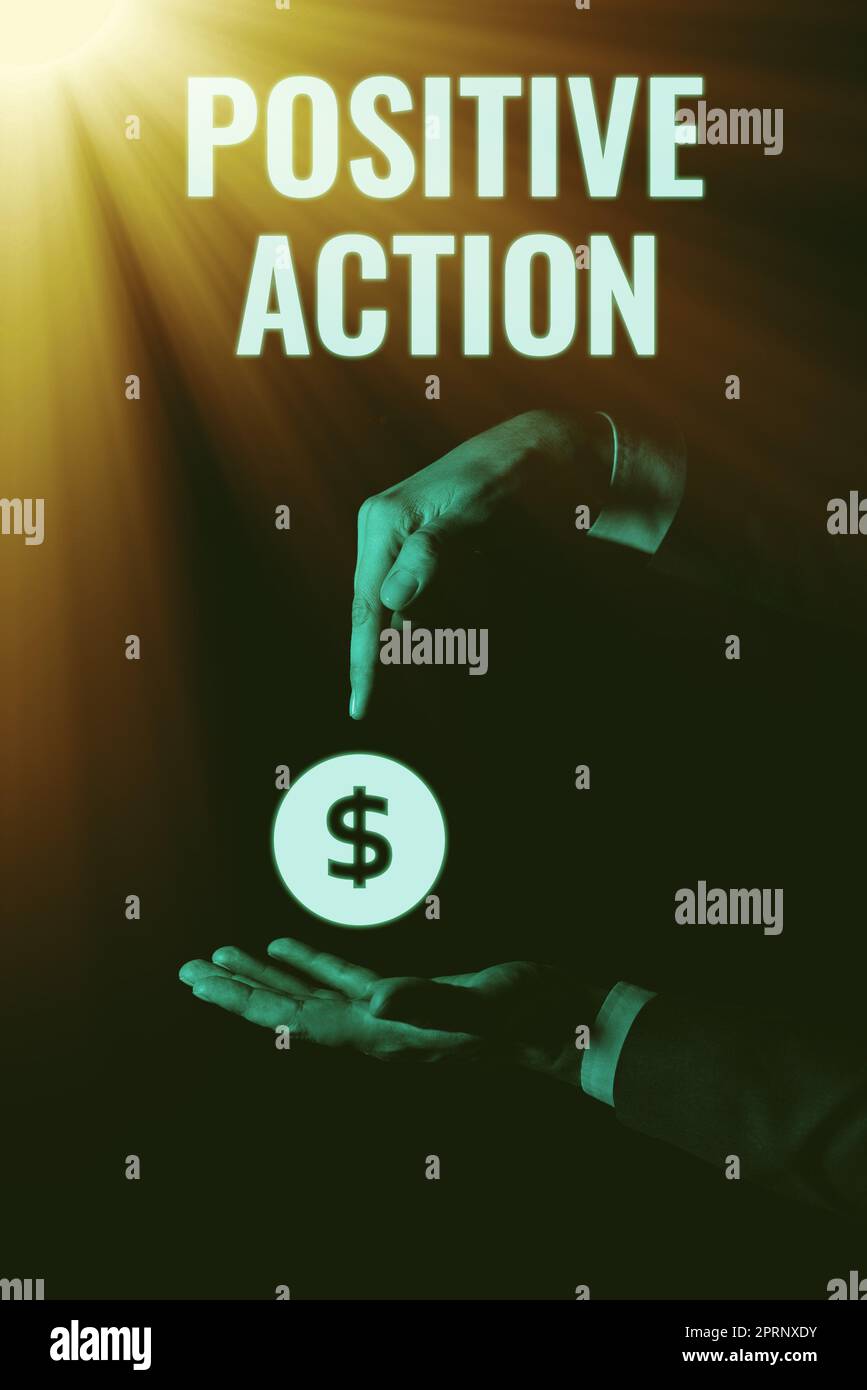 Writing displaying text Positive Actiondoing good attitude against ...