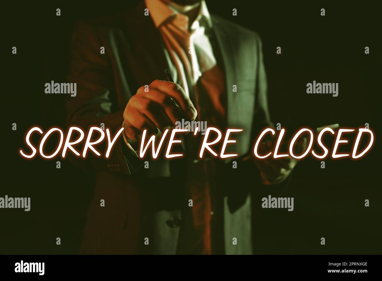 Hand writing sign Sorry We re are ClosedExpression of Regret ...