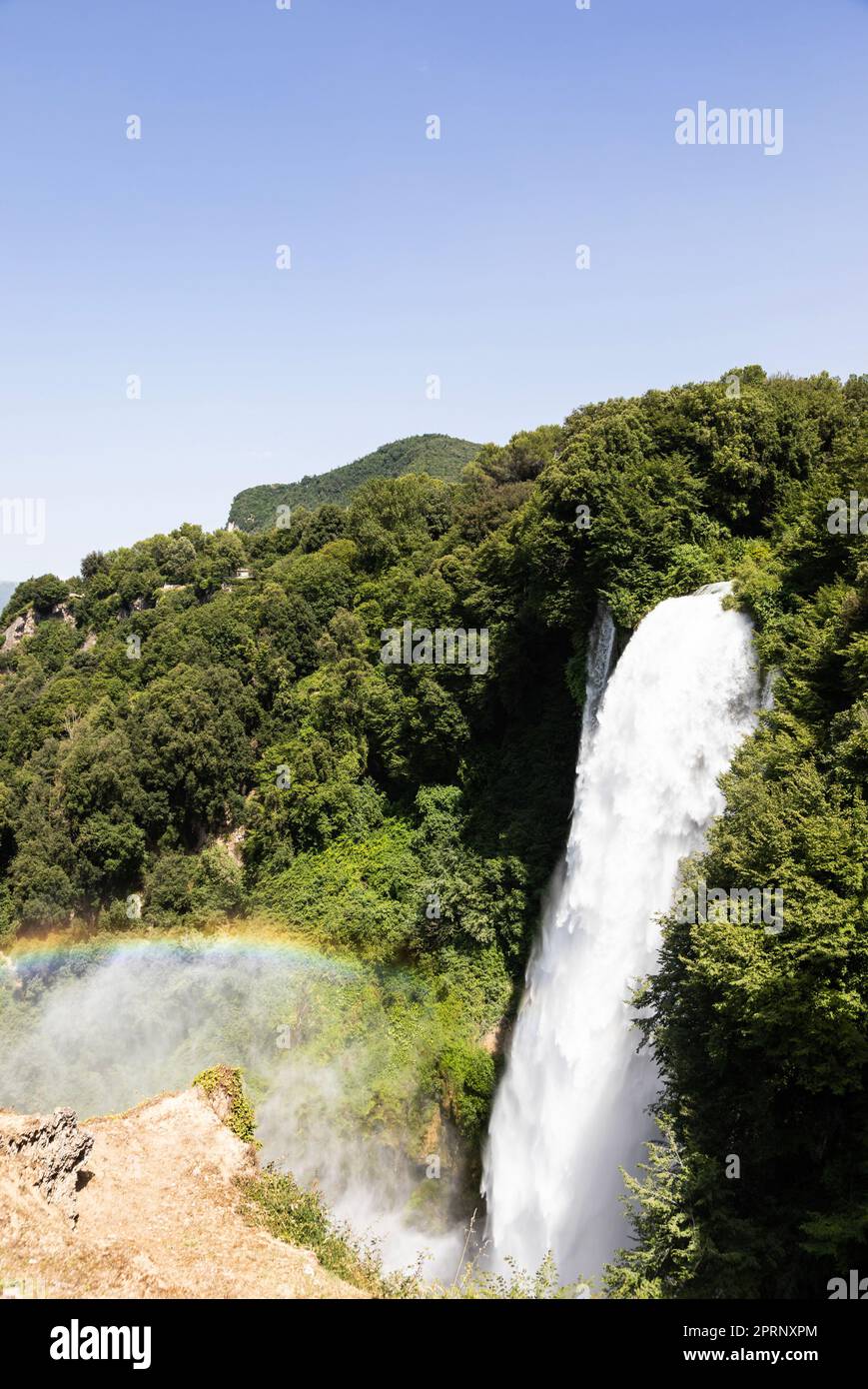Marmore waterfall in Umbria region, Italy. Amazing cascade splashing ...