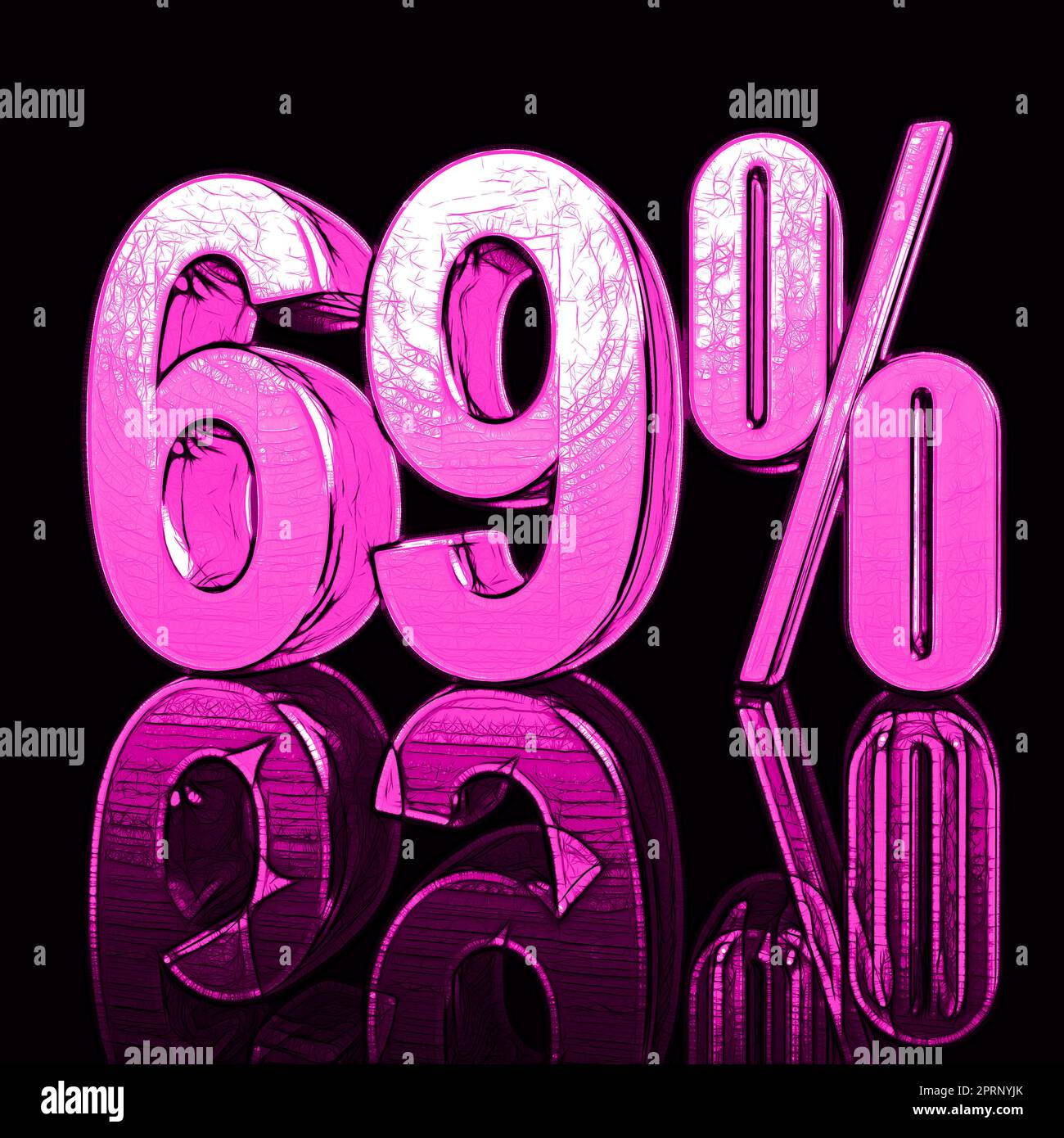 69%, 69 percent as a 3D illustration, 3D rendering Stock Photo - Alamy