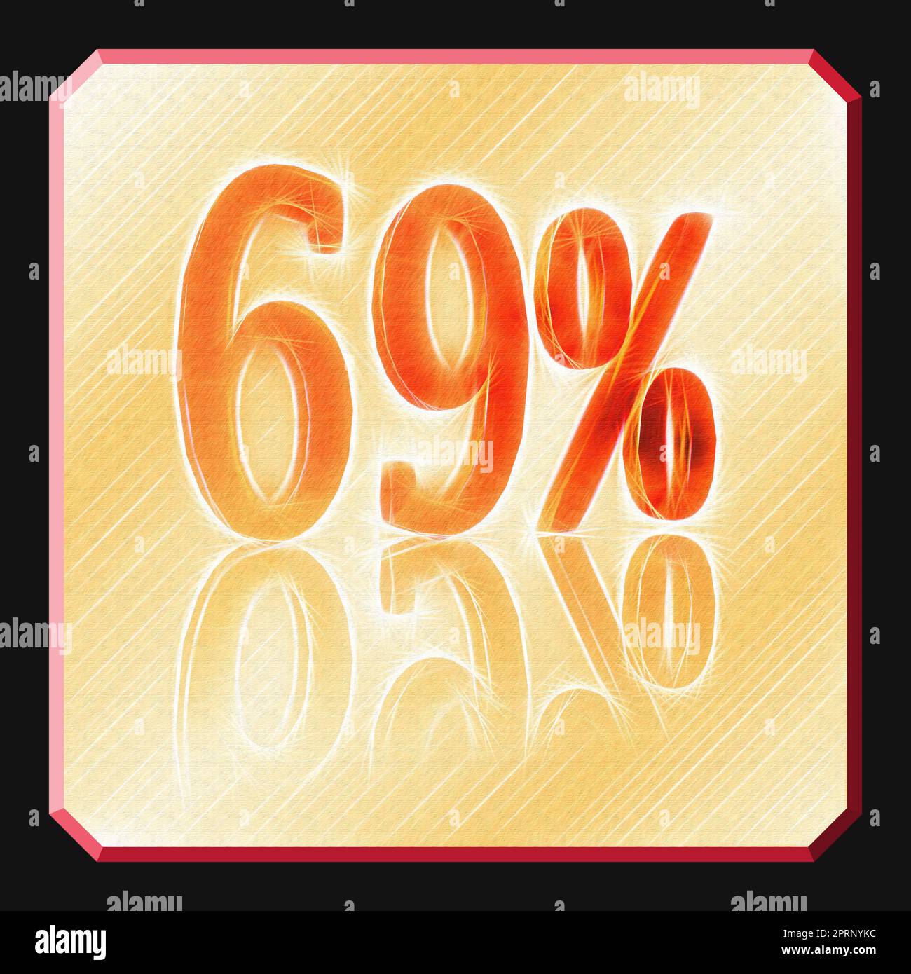 69%, 69 percent as a 3D illustration, 3D rendering Stock Photo - Alamy