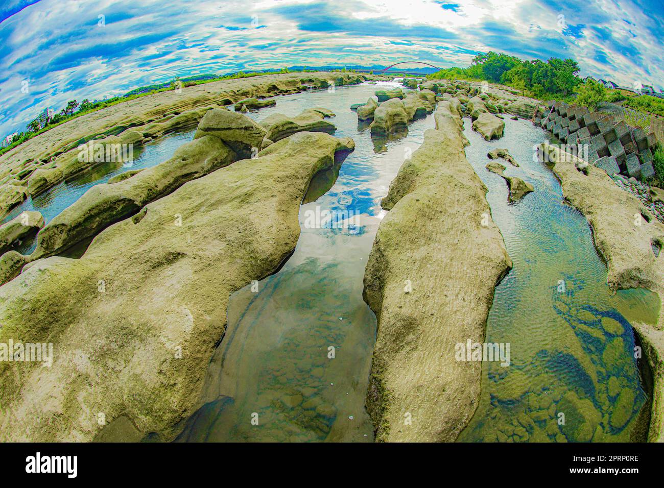 Rock formations band of Tama River (Tokyo Akishima Stock Photo - Alamy