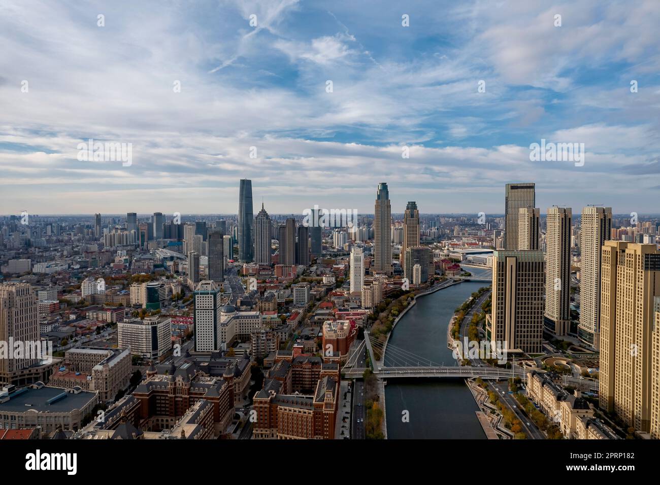 Urban Scenery of Riverside City in the Morning, Noon and Evening Stock ...