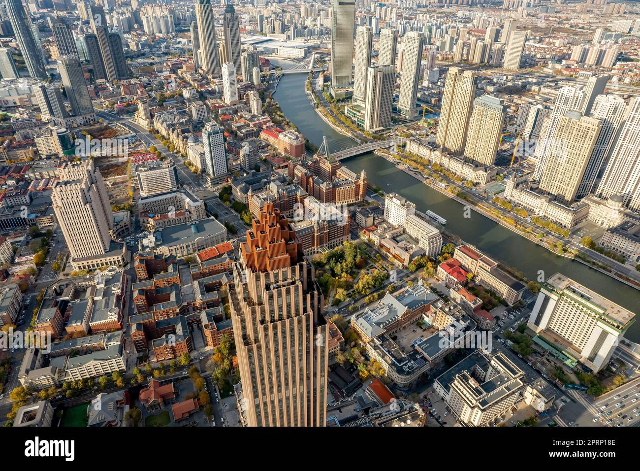 Urban Scenery of Riverside City in the Morning, Noon and Evening Stock ...