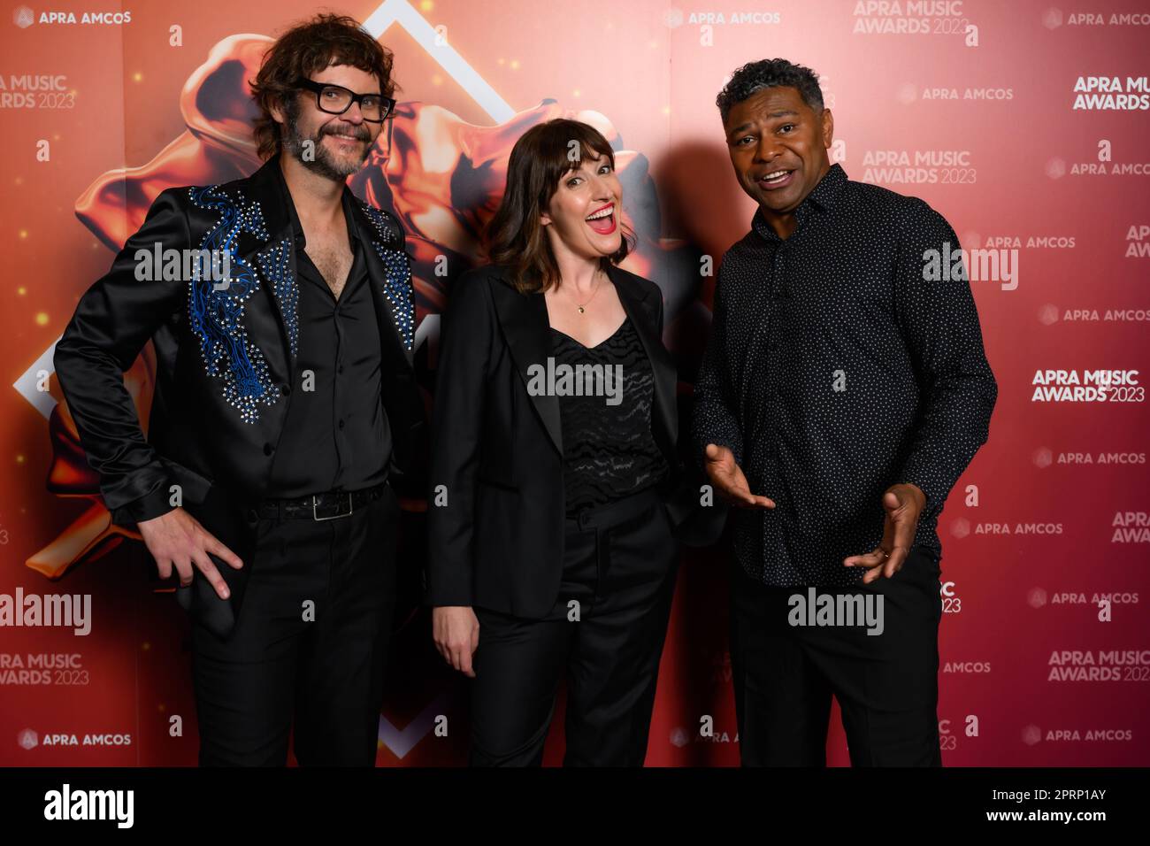 Henry Wagons, Celia Pacquola and Fred Leone arrive at the 2023 APRA ...