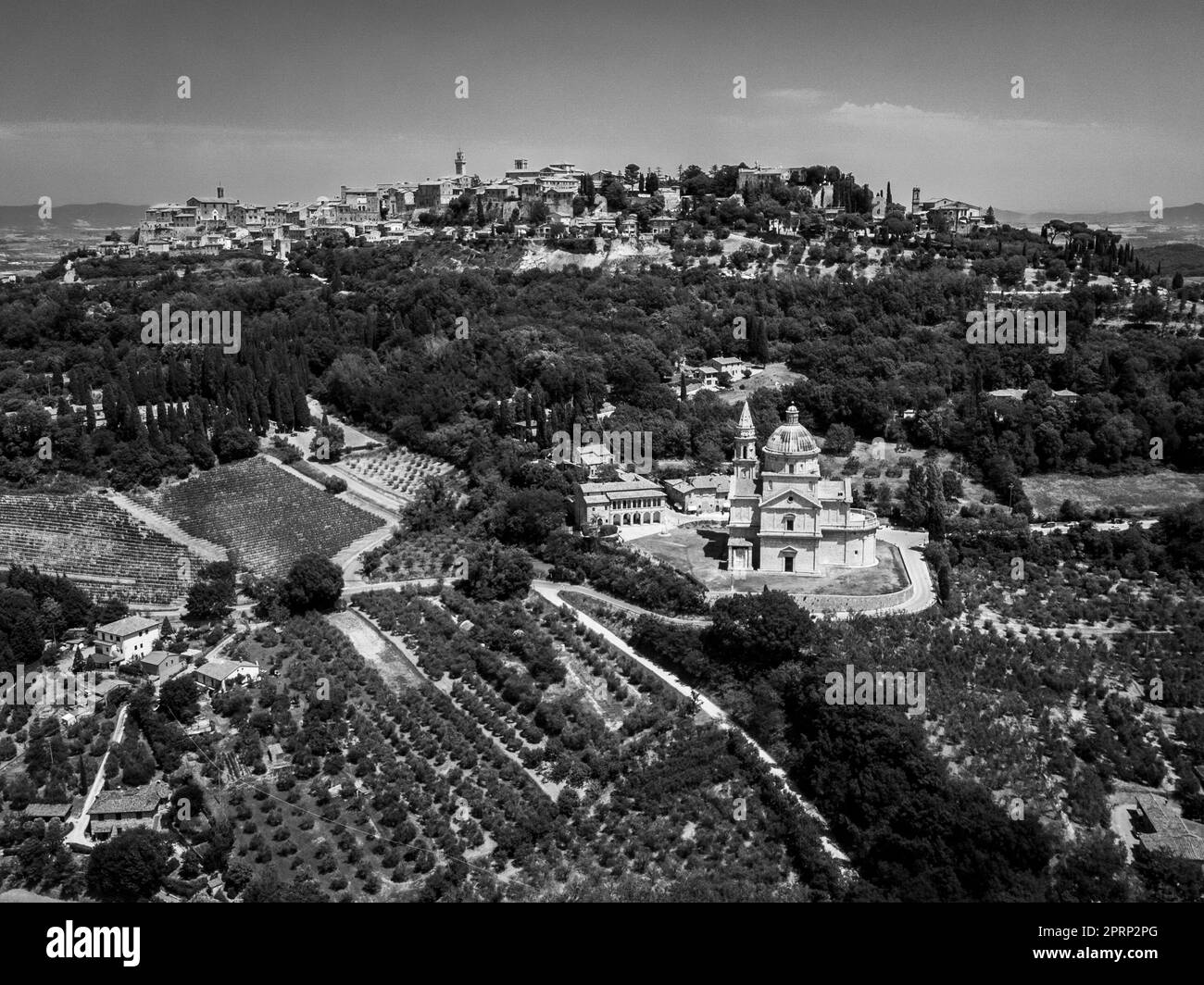 Val d'Orcia and Montepulciano from above. Dream Tuscany Stock Photo - Alamy