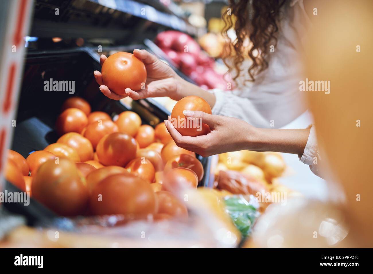Grocery food shopping, vegetables market and healthy customer choice in ...