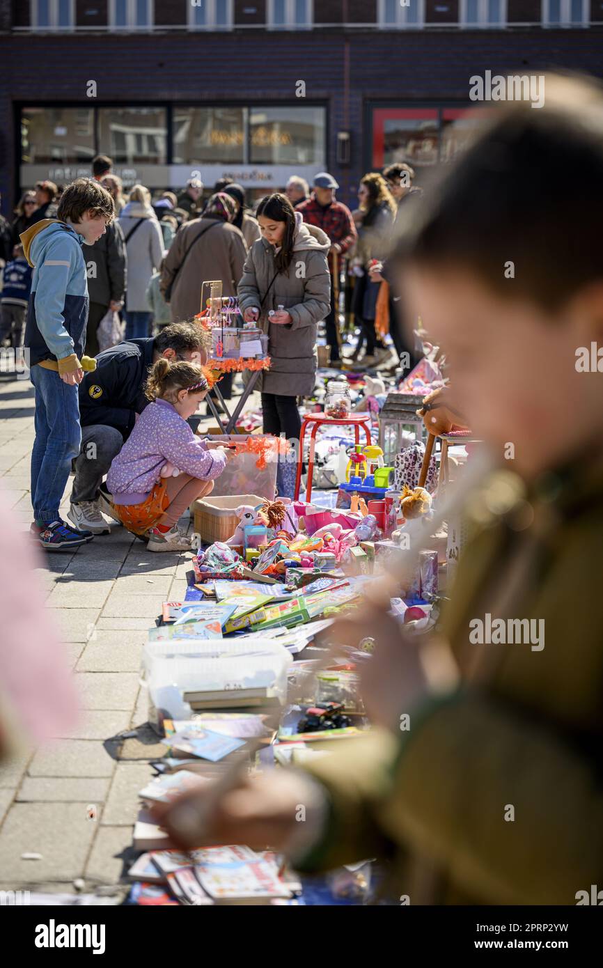 ENSCHEDE - Flea market during the celebration of King's Day. While the ...
