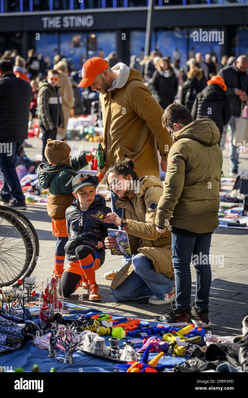 ENSCHEDE - Flea market during the celebration of King's Day. While the ...