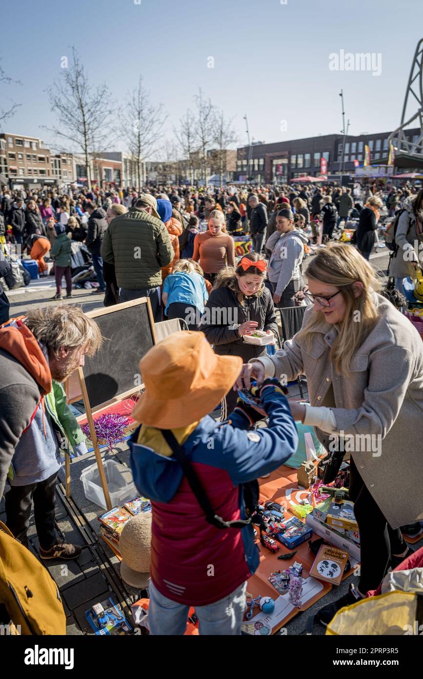 ENSCHEDE - Flea market during the celebration of King's Day. While the ...