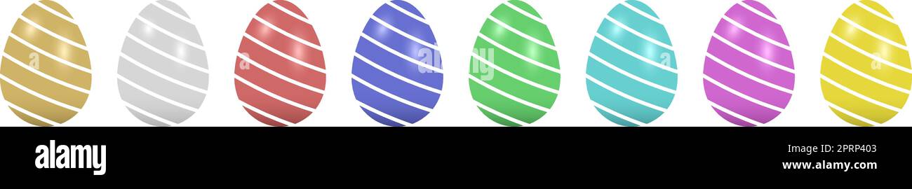 Easter Egg vector set. Colored striped eggs on white isolated ...