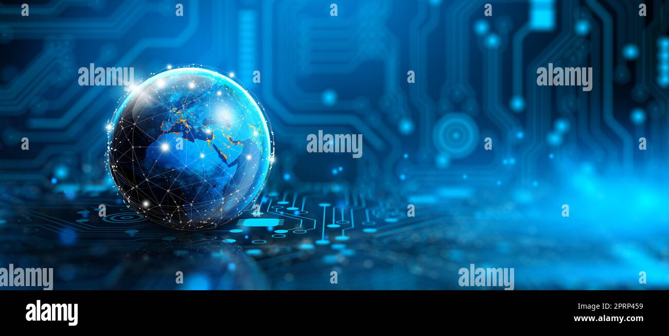 Global Social Network and Business Connection Concept. Digital world on ...