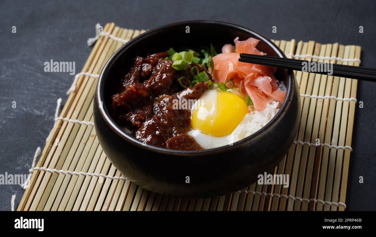Gyudon : japanese food with beef and rice Stock Photo - Alamy