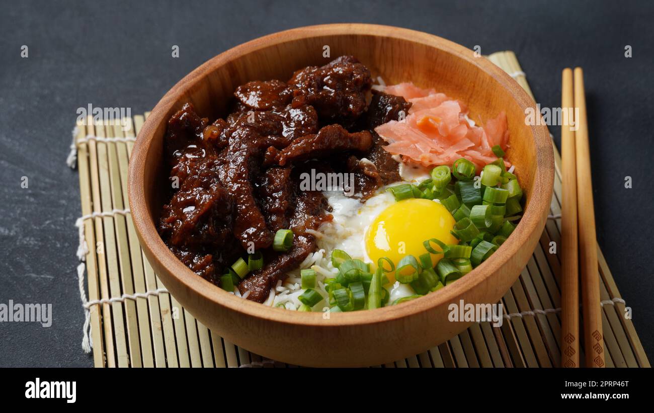 Gyudon : japanese food with beef and rice Stock Photo - Alamy