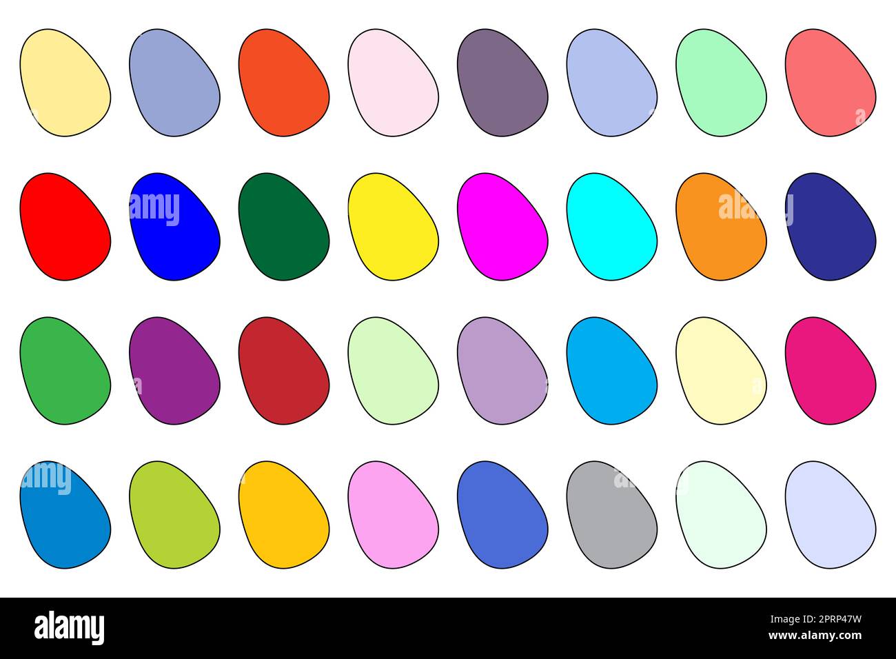 A colorful Easter egg background of eggs isolated over white Stock ...