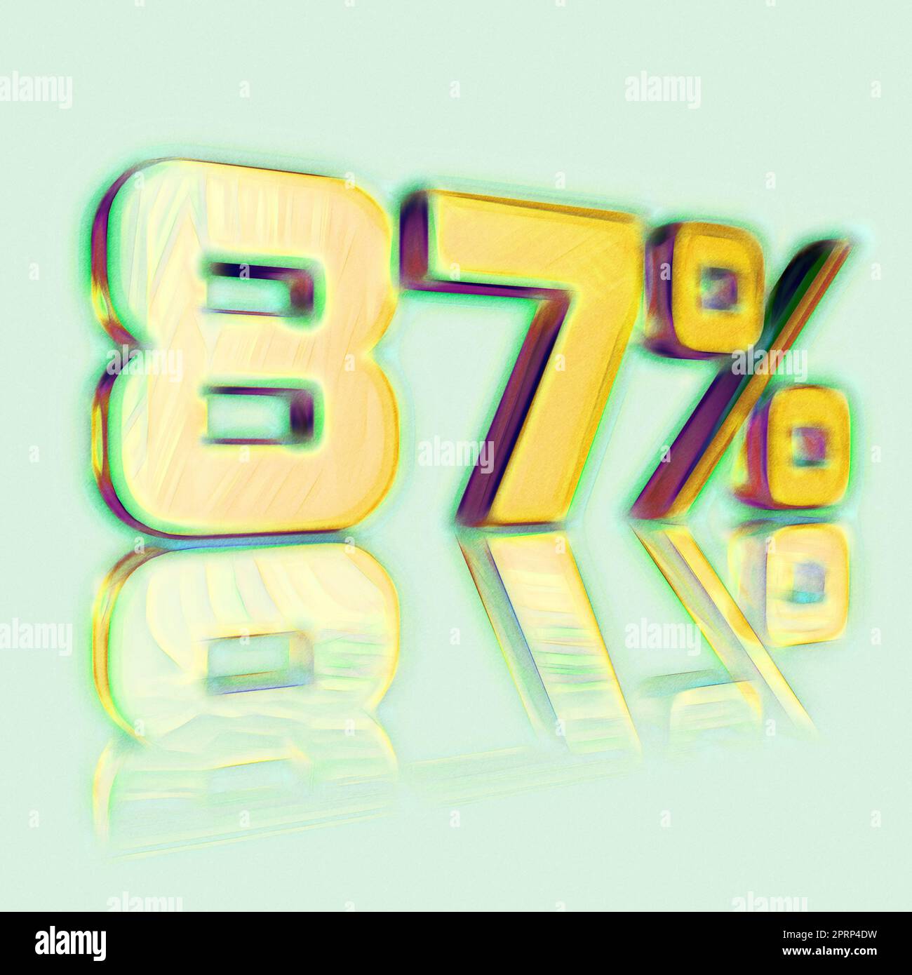 87%, 87 percent as a 3D illustration, 3D rendering Stock Photo - Alamy