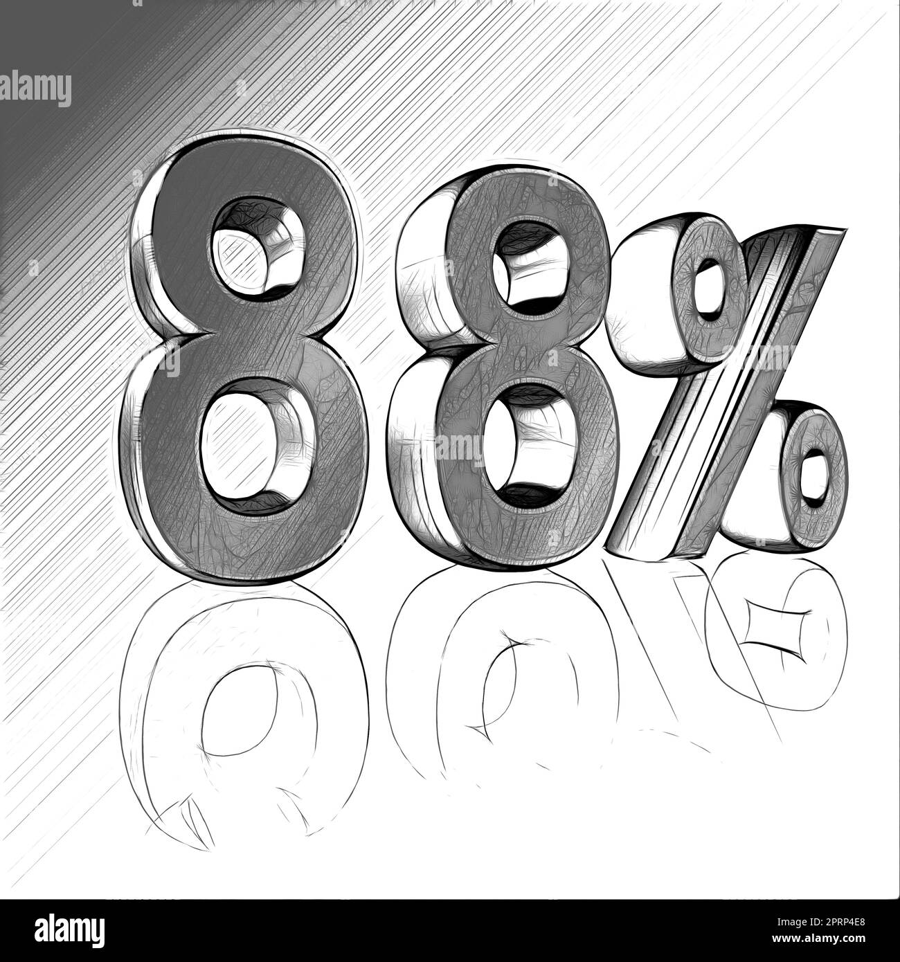 88%, 88 percent as a 3D illustration, 3D rendering Stock Photo - Alamy