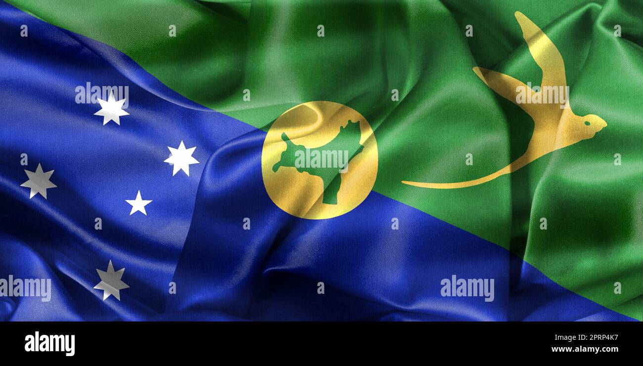 Christmas Island flag - realistic waving fabric flag Stock Photo - Alamy