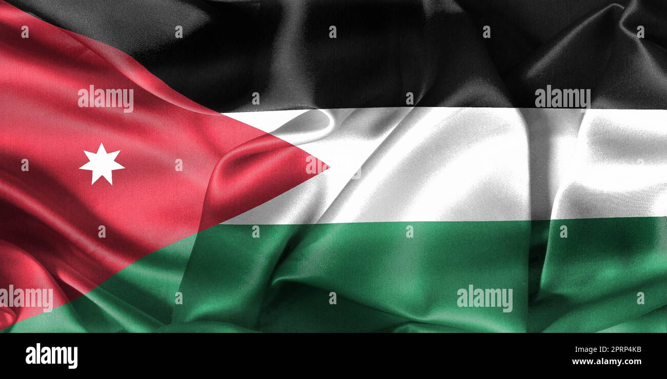 3D-Illustration of a Jordan flag - realistic waving fabric flag Stock ...