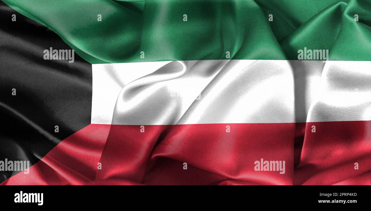 3D-Illustration of a Kuwait flag - realistic waving fabric flag Stock ...