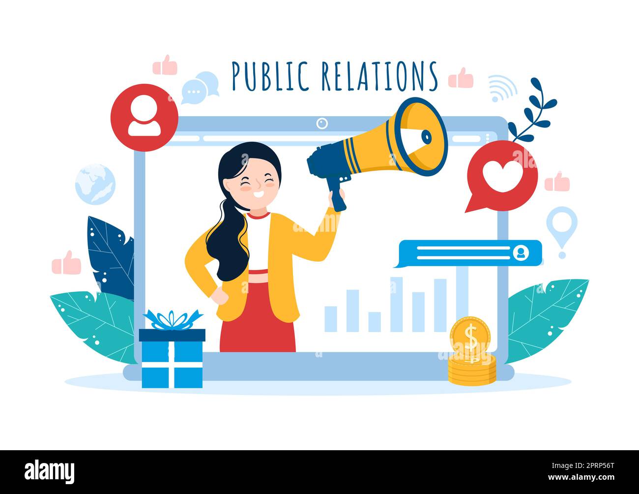 Public Relations Template Hand Drawn Cartoon Flat Illustration with ...