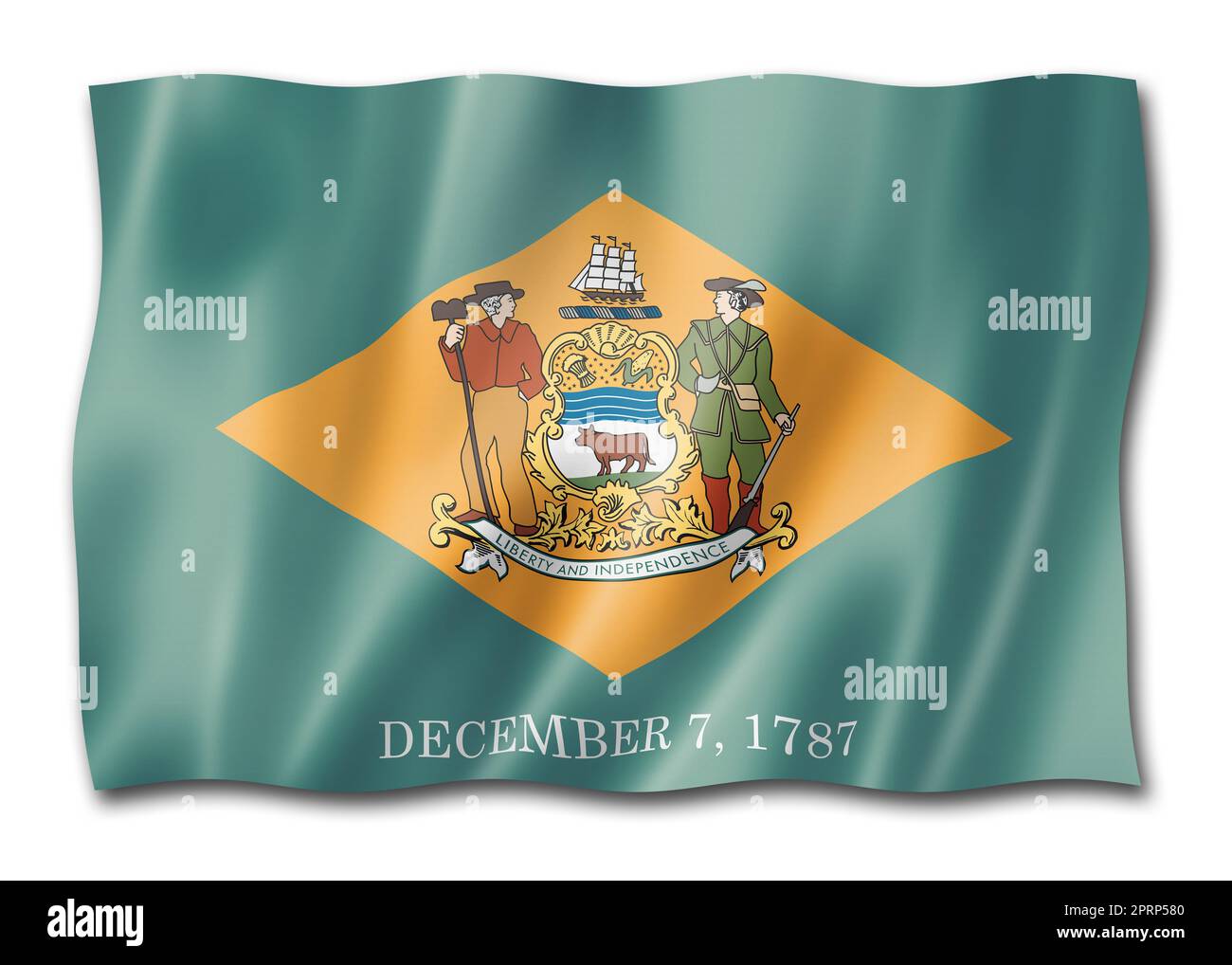 Delaware flag, united states waving banner collection. 3D illustration ...