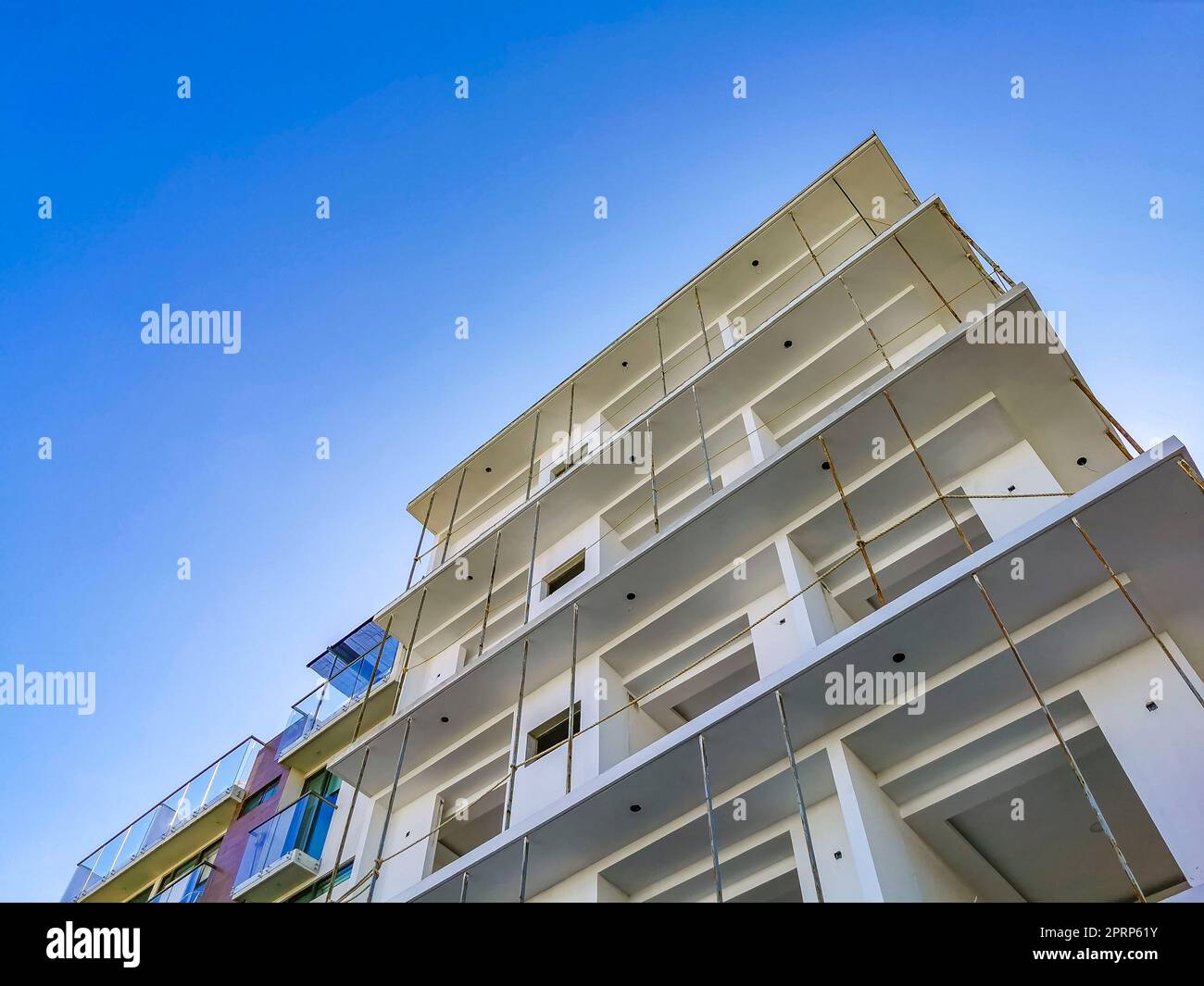 Typical street cityscape buildings apartments of Playa del Carmen ...