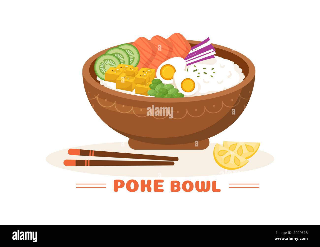 Hawaiian Dish Poke Bowl Food Template Hand Drawn Cartoon Flat ...