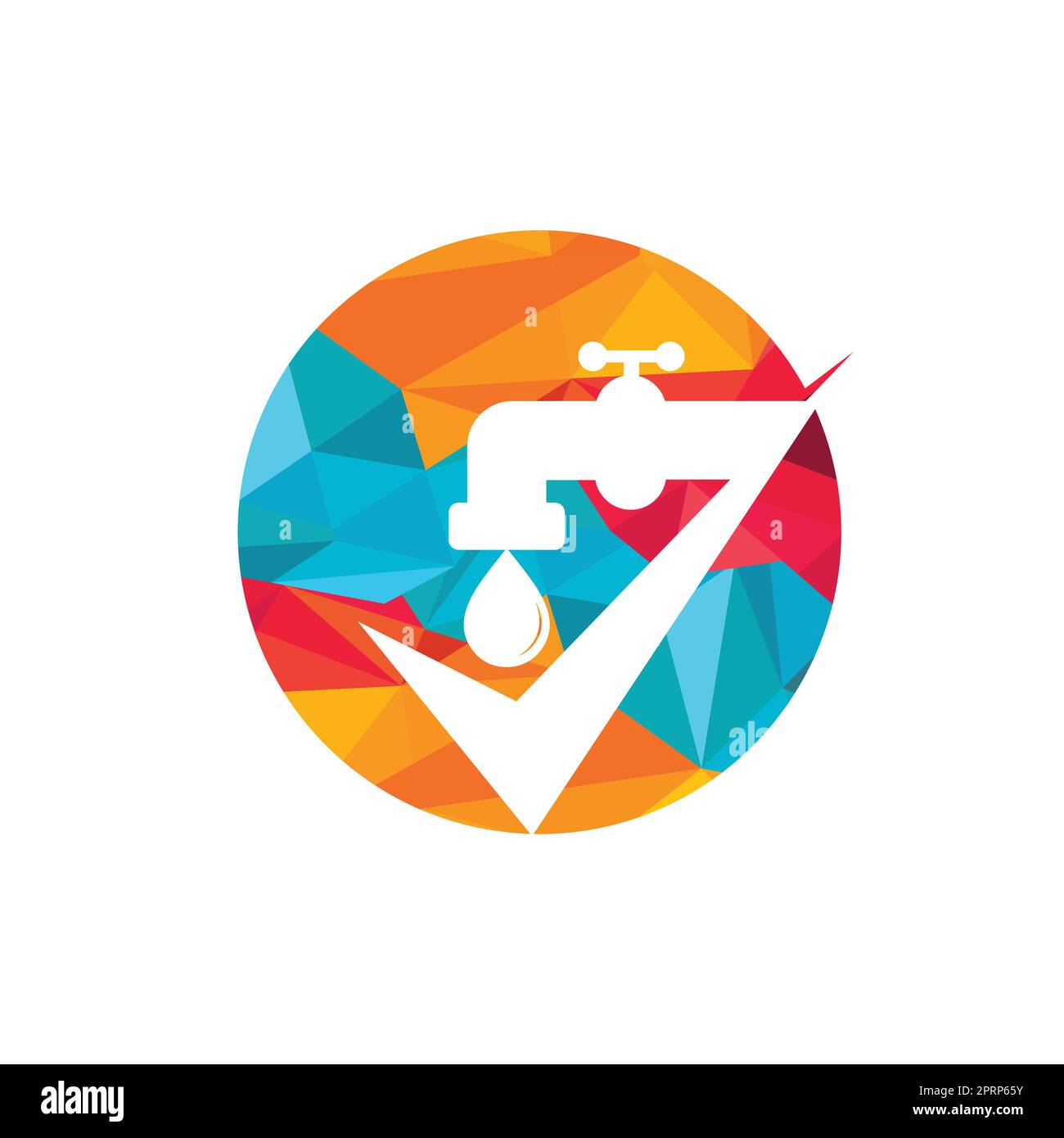 Check plumbing logo template illustration. Water faucet with check tick ...