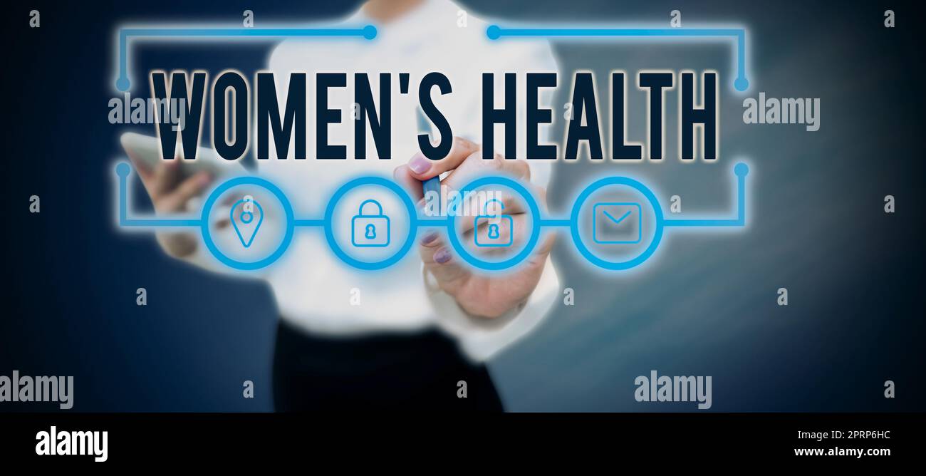 Text sign showing Women s is HealthWomen's physical health consequence ...
