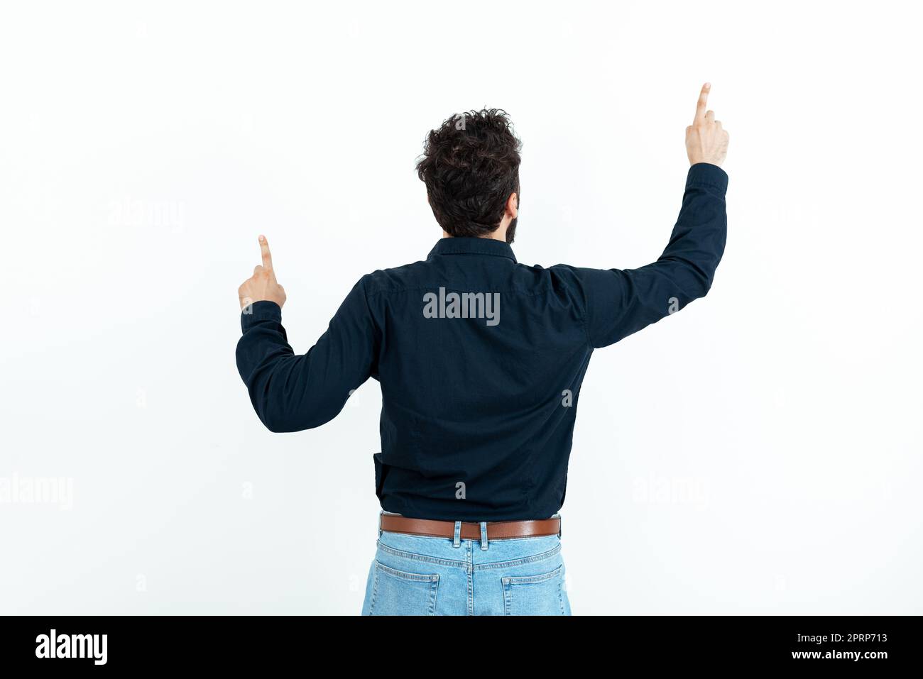 Man Standing Backwards Coming Up With New Amazing Ideas Stock Photo - Alamy