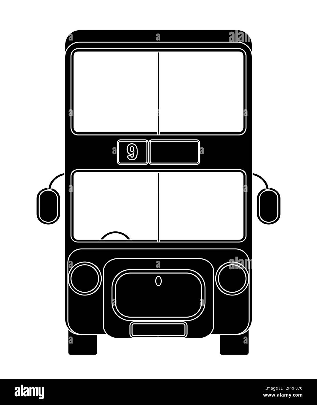 A big double decker cartoon style London Bus on a white background ...