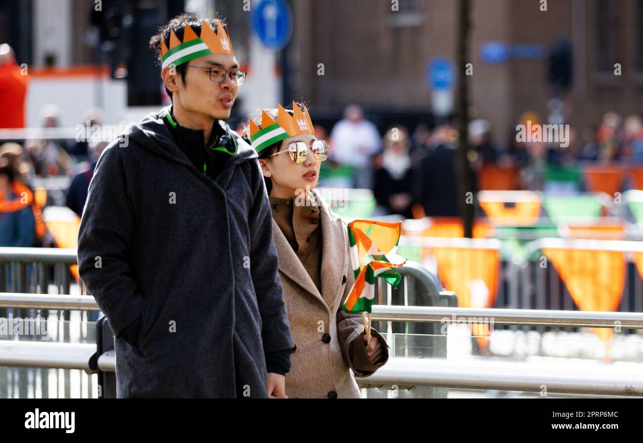 ROTTERDAM - The first orange fans have taken their place along the ...